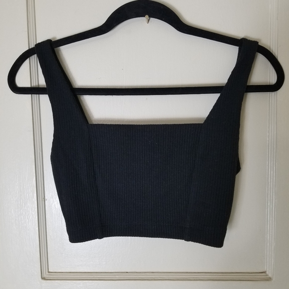 Vici | Tops | Vici Black Ribbed Cropped Tank Top Square Neck Xs | Poshmark